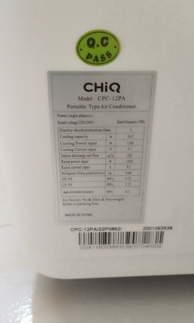 CHiQ portable aircon, TV & Home Appliances, Air Conditioners & Heating ...