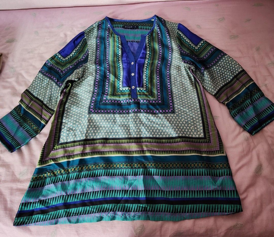 Colourful blouse, Women's Fashion, Tops, Blouses on Carousell