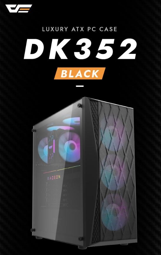 DarkFlash DK352 TG Black (4x12cm ARGB SYNC fans) ATX Casing, Computers ...