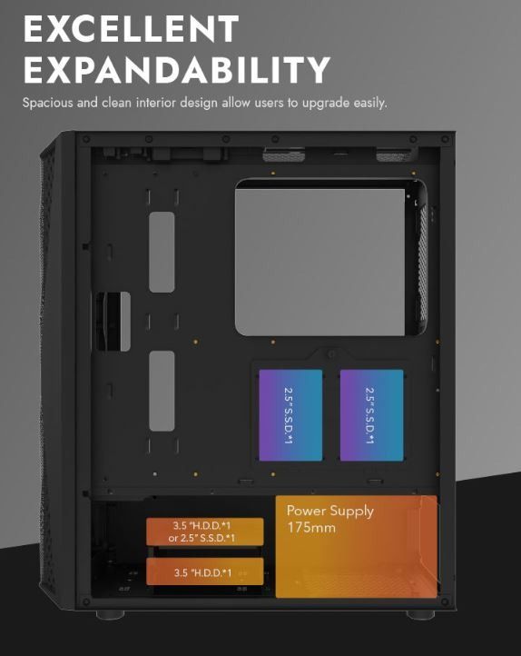 DarkFlash DK352 TG Black (4x12cm ARGB SYNC fans) ATX Casing, Computers ...