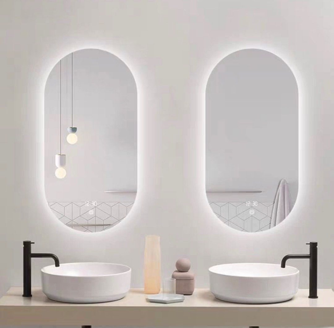 DERSI Modern LED Oval Mirror, Furniture & Home Living, Home Decor ...