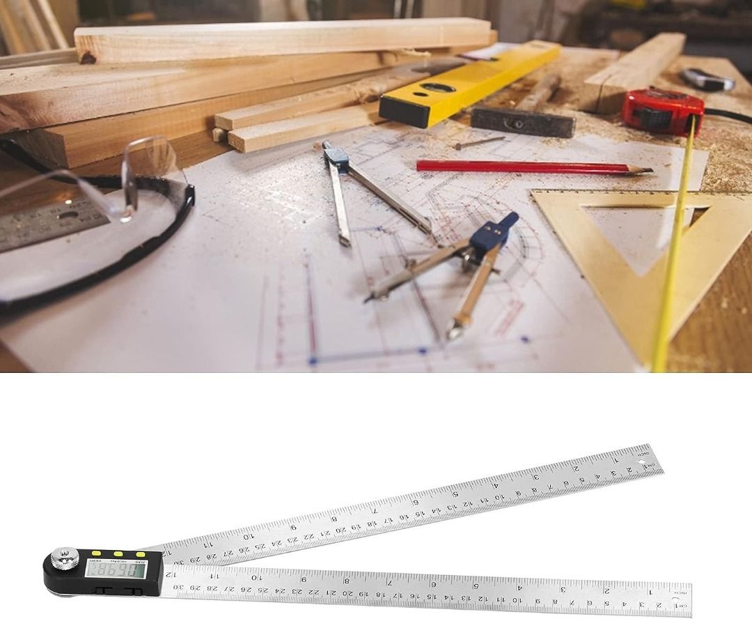 Digital Angle Finder 2 in 1 Digital Protractor,200mm Stainless Steel ...