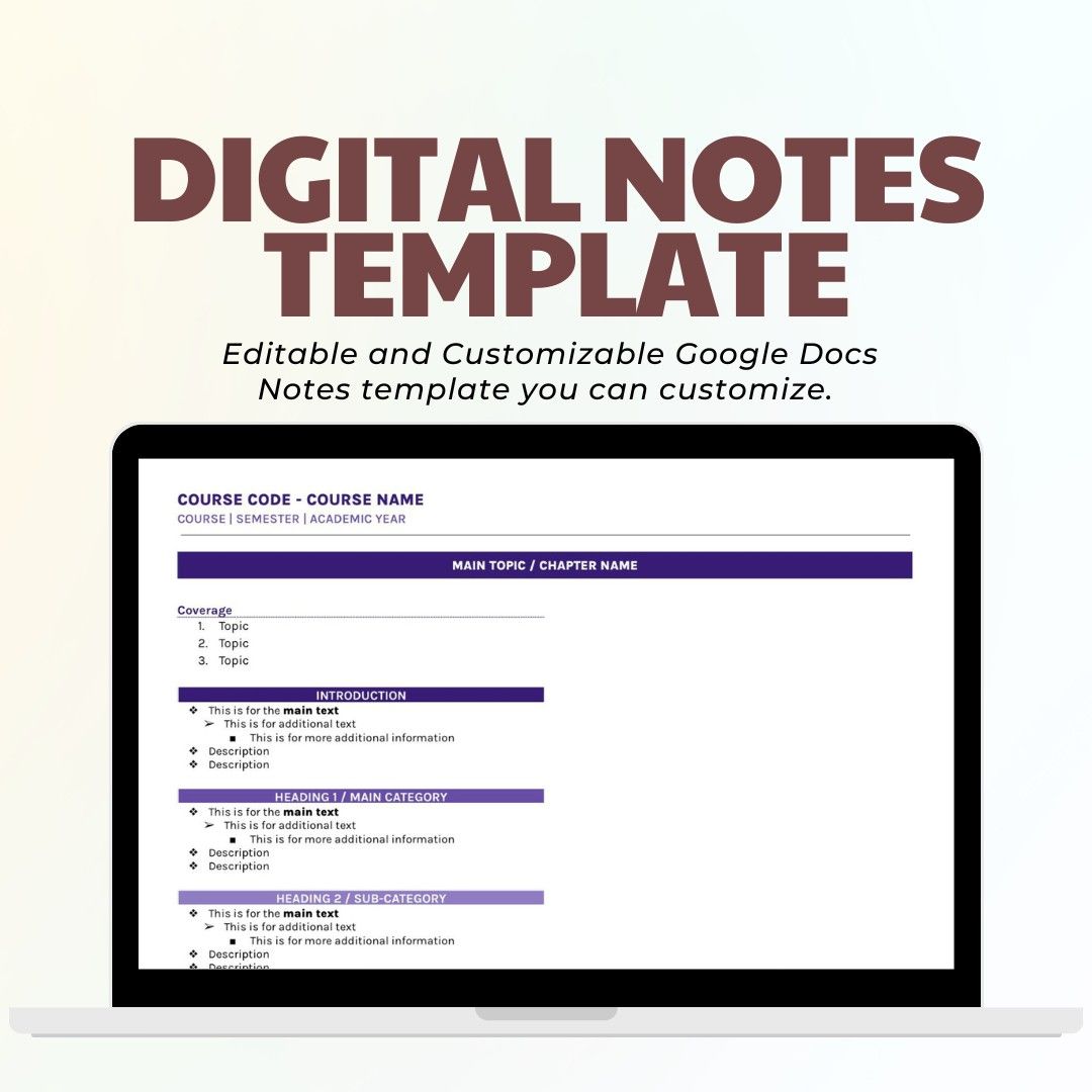 Digital Notes / Transes Templates in Google Docs for High School and ...