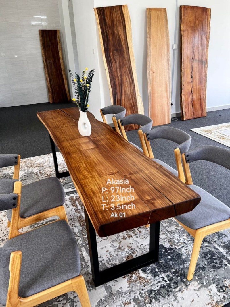 Dining table premium akasia, Furniture & Home Living, Furniture, Tables ...