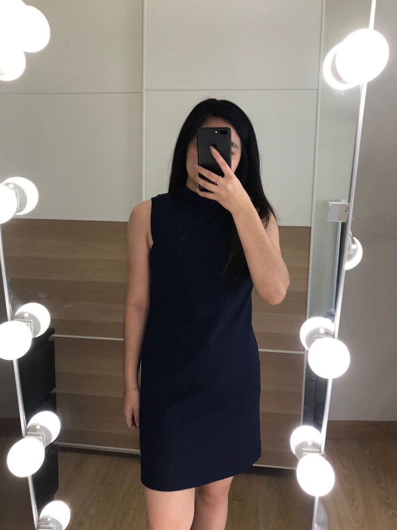 DR-002 navy blue short dress, Fesyen Wanita, Pakaian Wanita, Gaun & Rok di Carousell