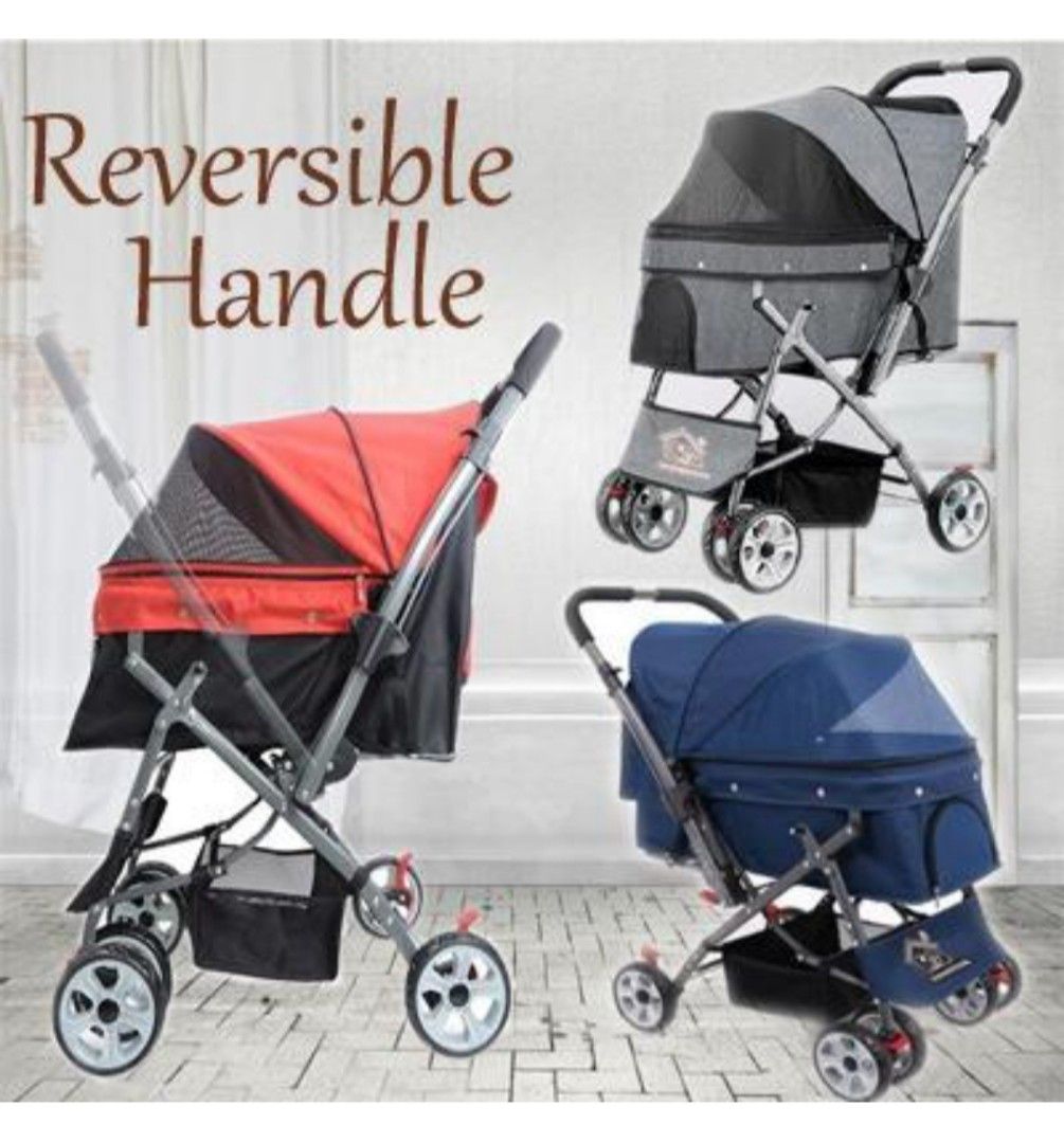Dual View Extra Large Pet Stroller with Reversible Handle 2 Ways Handle ...