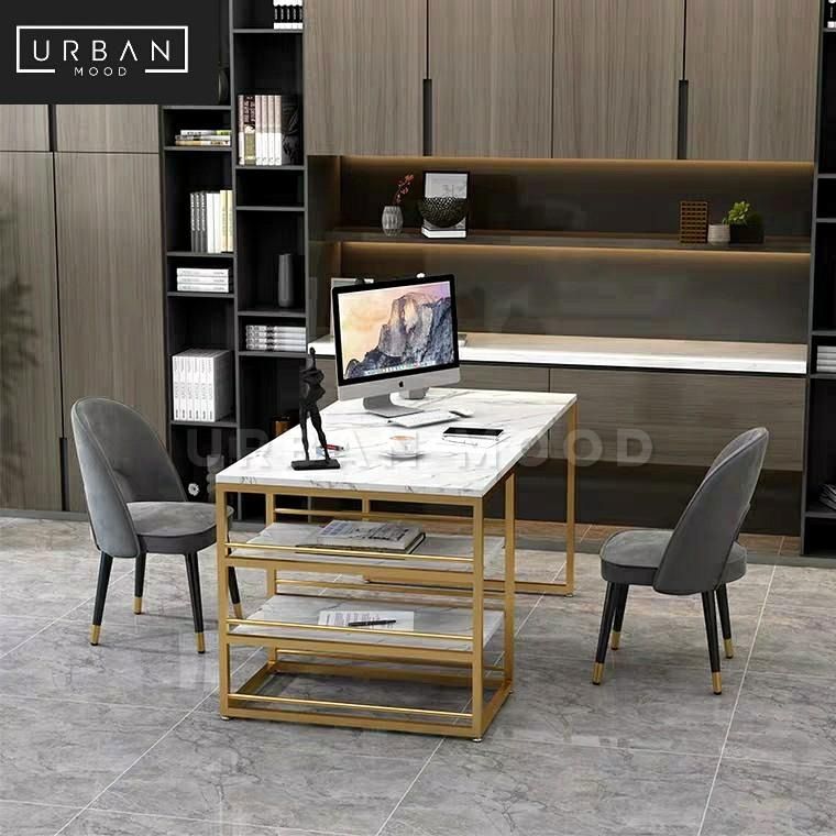 ELVIRA Modern Marble Study Table, Furniture & Home Living, Furniture ...