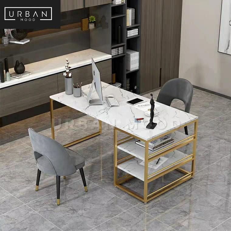 ELVIRA Modern Marble Study Table, Furniture & Home Living, Furniture ...