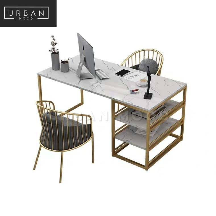 ELVIRA Modern Marble Study Table, Furniture & Home Living, Furniture ...