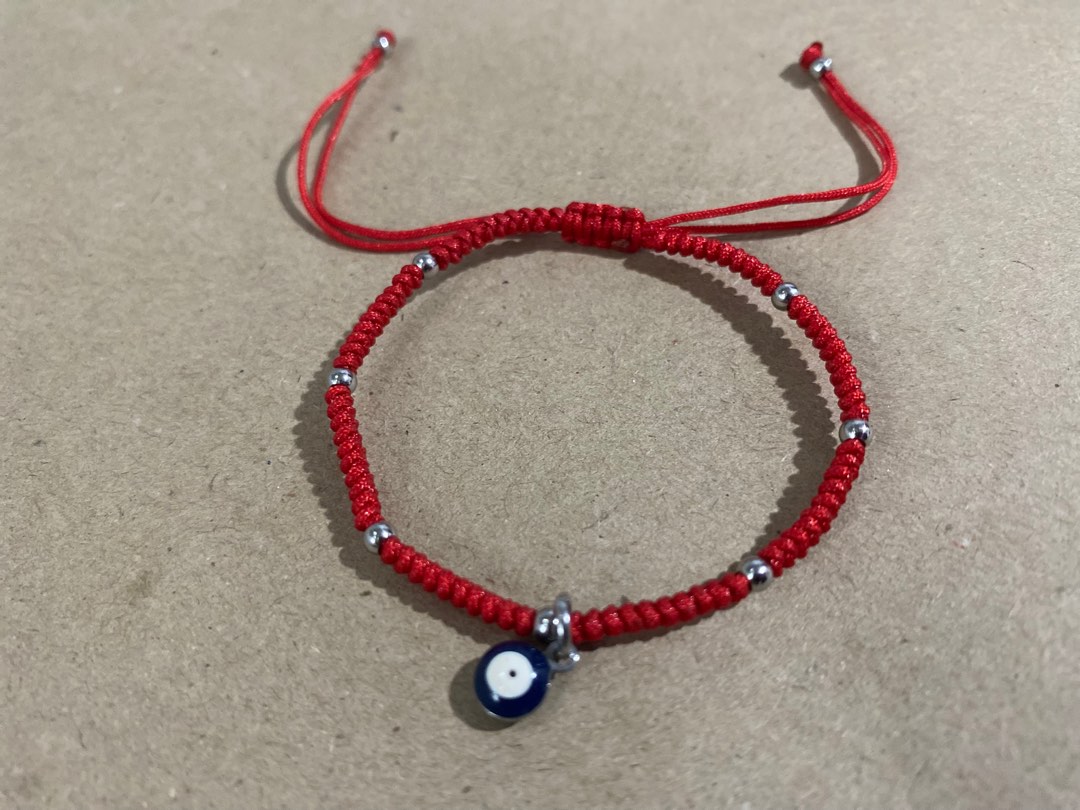 Evil Eye 6mm Stainless in Red String Bracelet/Anklet, Women's Fashion ...