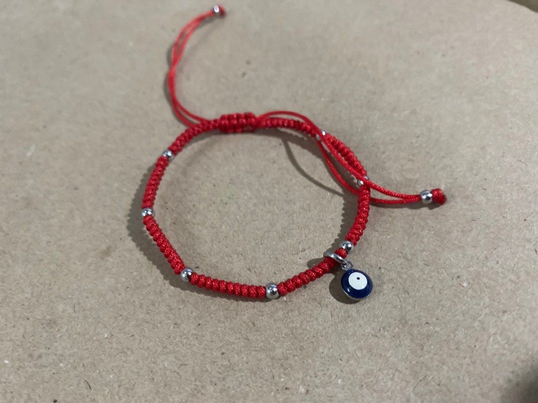 Evil Eye 6mm Stainless in Red String Bracelet/Anklet, Women's Fashion ...