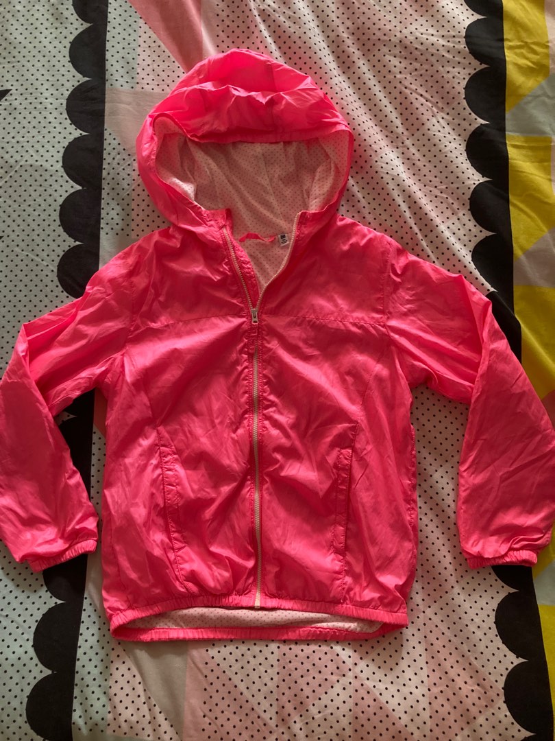Fuchsia Uniqlo Raincoat with polka dot lining, Babies & Kids, Babies ...