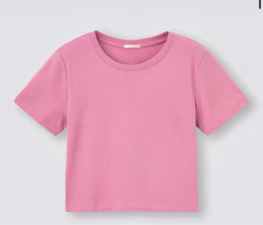 GU BY UNIQLO MID RIB BLOUSE IN PINK SIZE MEDIUM on Carousell