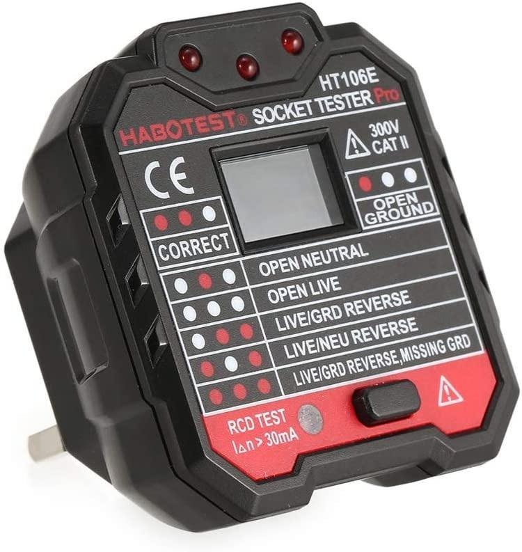 Habotest Ht106e Socket Tester Voltage Test Socket Detector Ground Zero Line Plug Polarity Phase