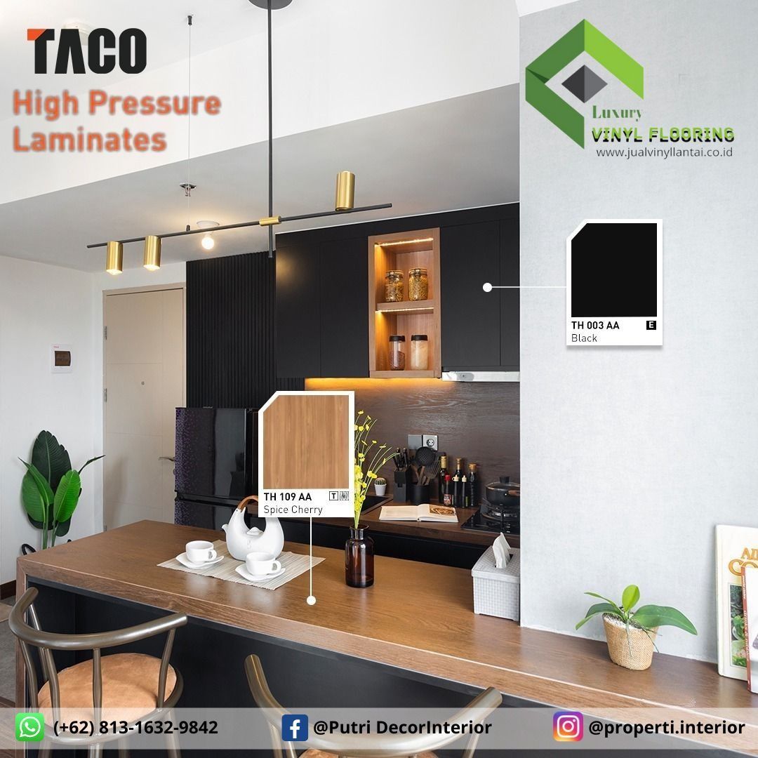 HPL TACO type TH003AA - Black uk. 1,22m x 2,44m tebal 0,8mm, Perabotan ...