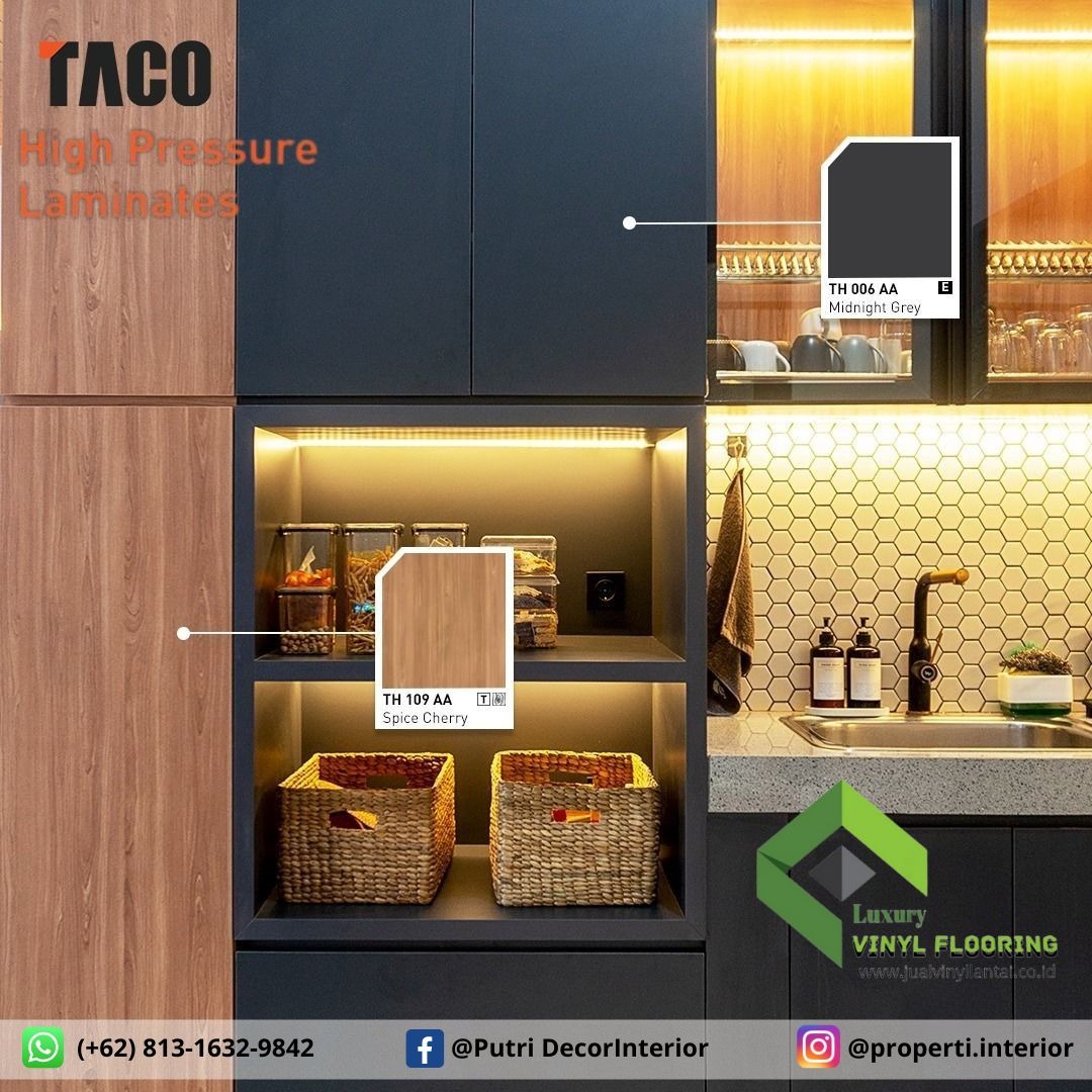 HPL TACO type TH006AA - Midnight Grey uk. 1,22m x 2,44m tebal 0,8mm ...