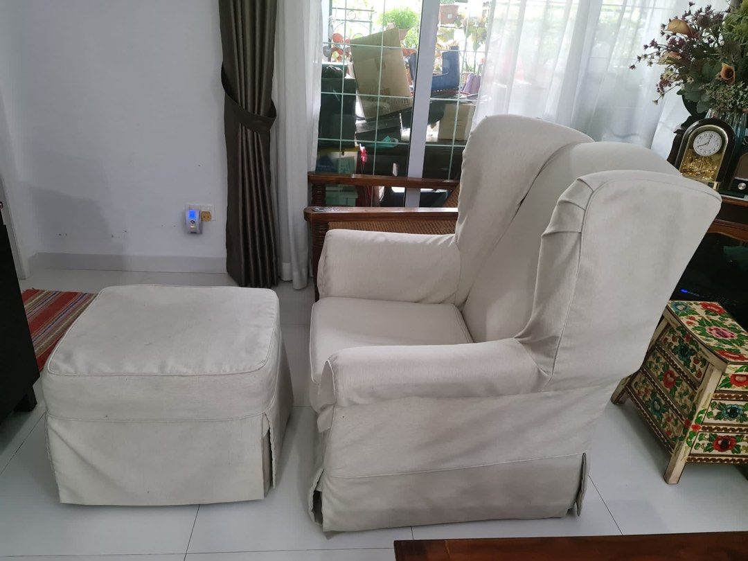 IKEA Armchair and Foot Rest Set, Furniture & Home Living, Furniture ...