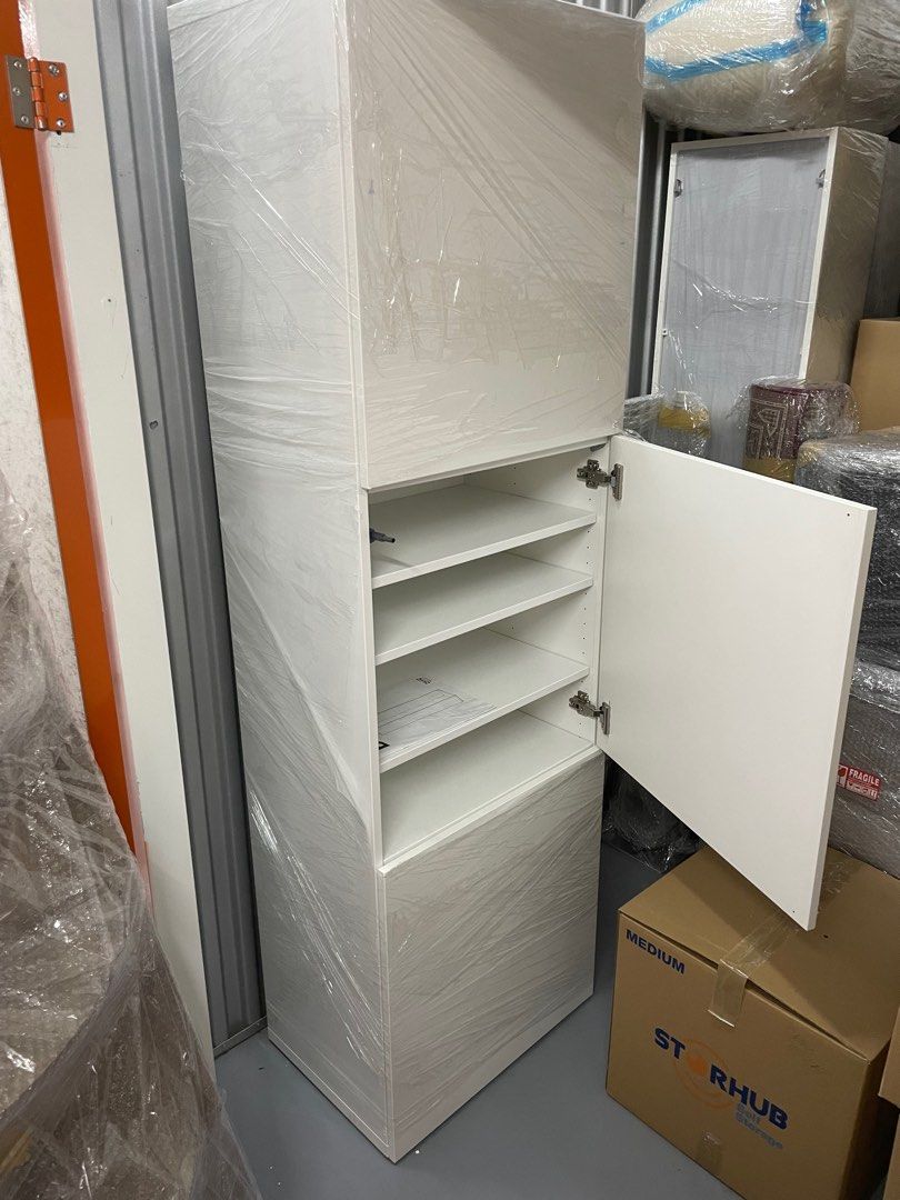 IKEA Besta shelf unit with 3doors, white, Furniture & Home Living ...