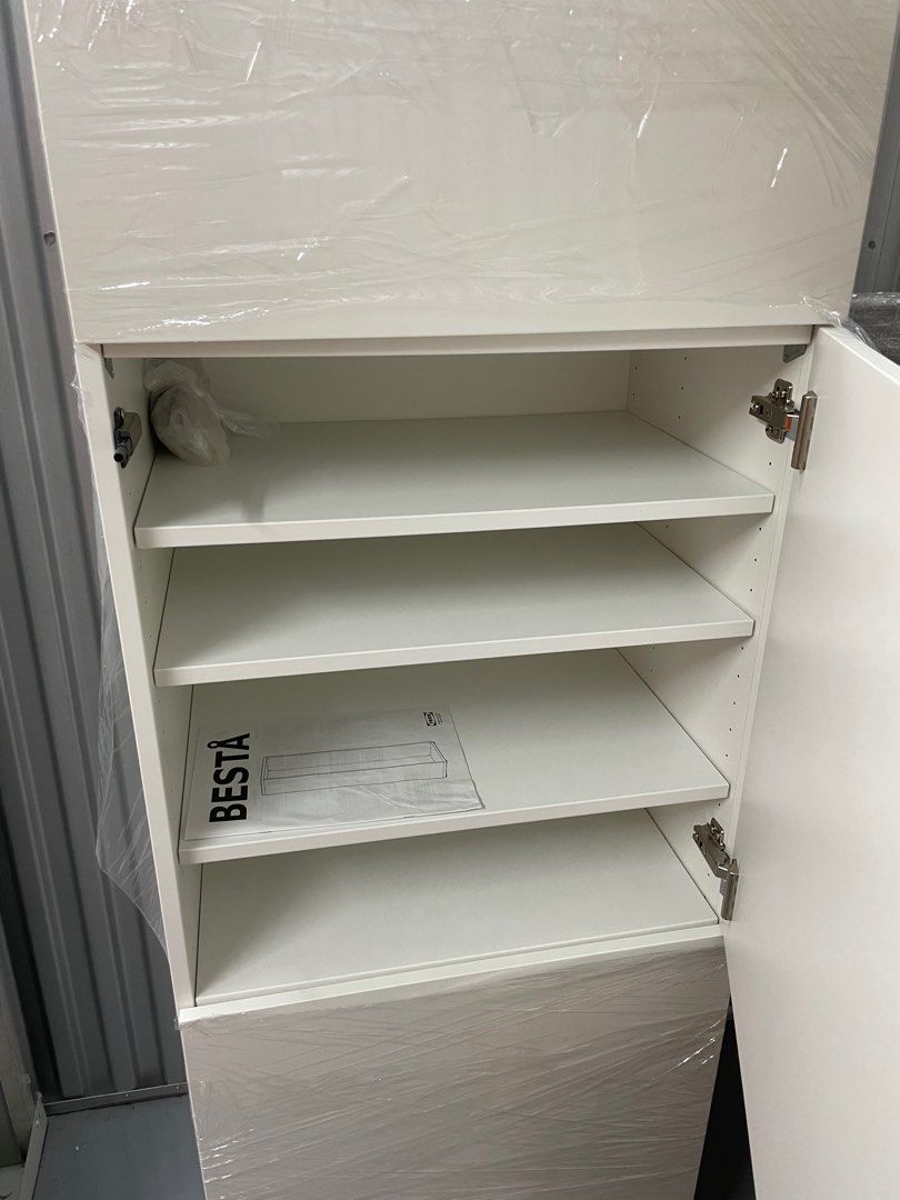 IKEA Besta shelf unit with 3doors, white, Furniture & Home Living ...