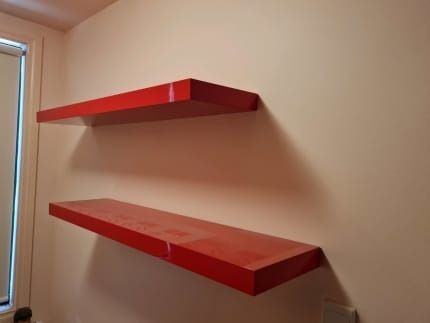 Ikea High Gloss Red Wall Shelf (110cm x 26 cm x 5cm), Furniture & Home ...