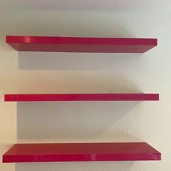 Ikea High Gloss Red Wall Shelf (110cm x 26 cm x 5cm), Furniture & Home ...