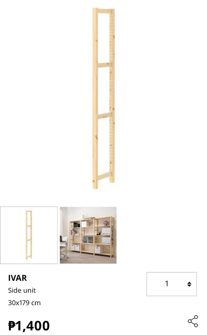 Ikea Ivar Side Unit 179x30, Furniture & Home Living, Furniture, Shelves ...