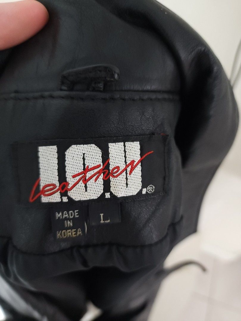 I.O.U Cropped Black Vintage Leather Jacket Made In Korea on Carousell