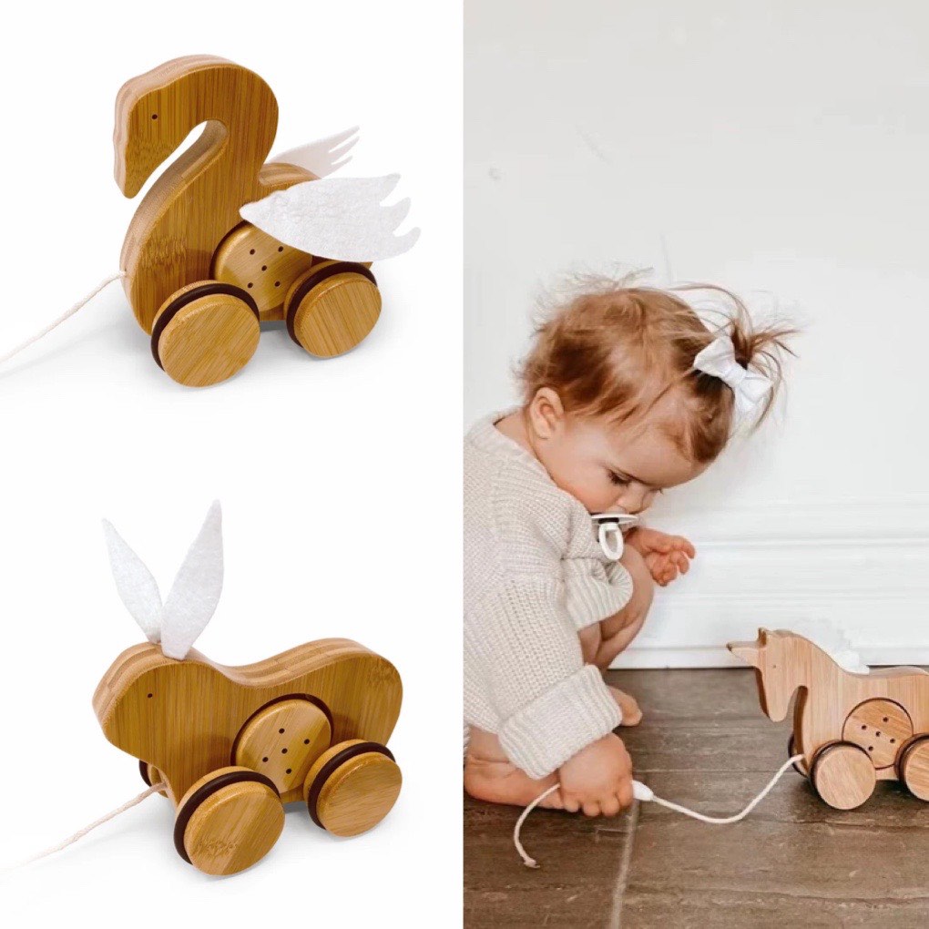 Kinderfeets Bamboo Wooden Push & Pull Toy - Swan and Rabbit, Hobbies ...