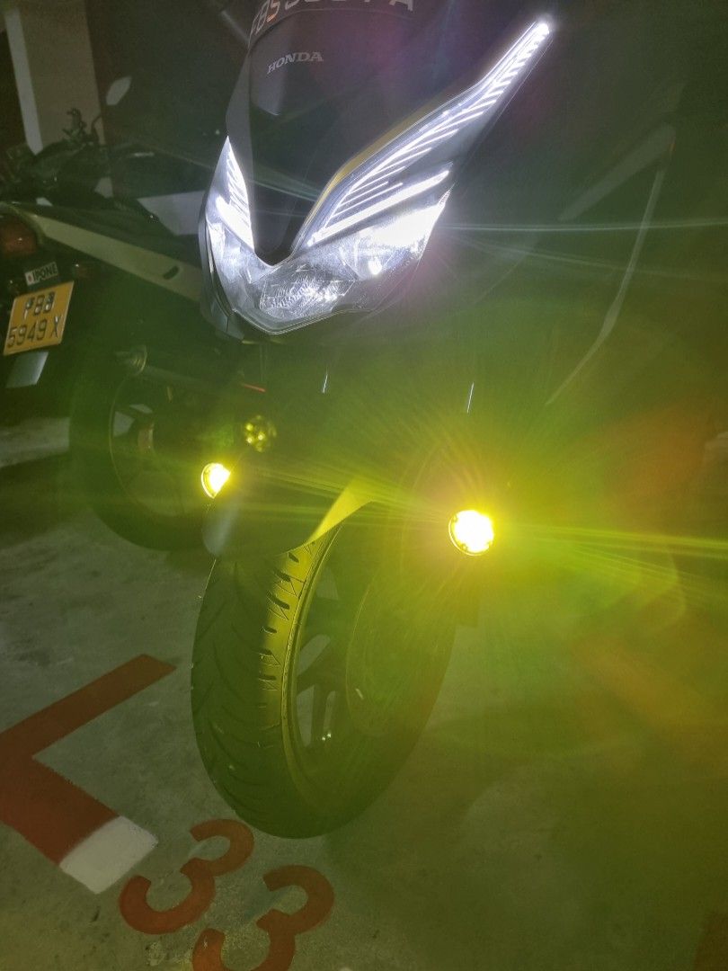 LED Foglights on Honda Forza 350, Motorcycles, Motorcycle Accessories ...