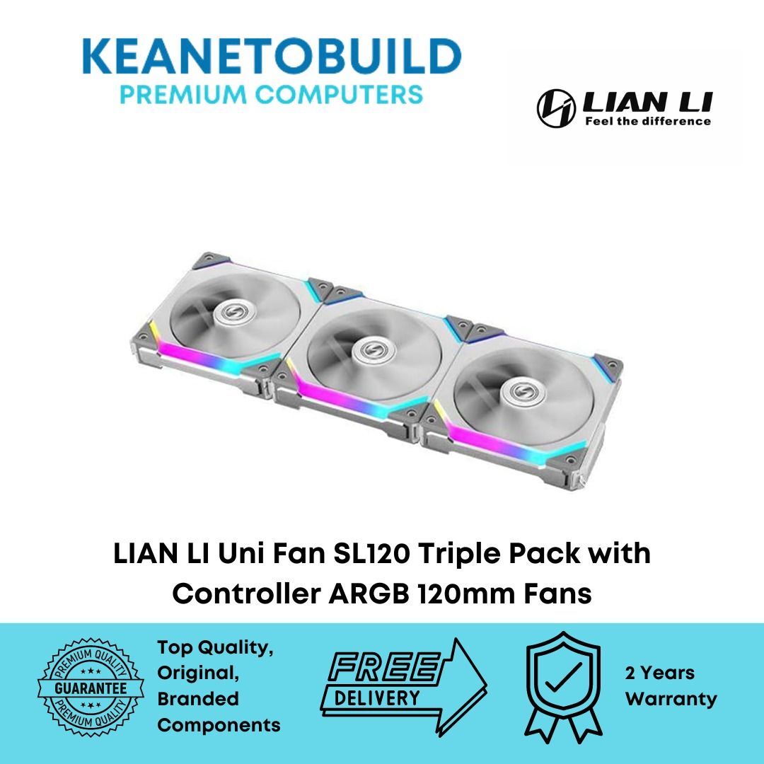 Lian Li UNI Fan SL120 3 Pack - with Controller (ARGB 120mm LED PWM ...