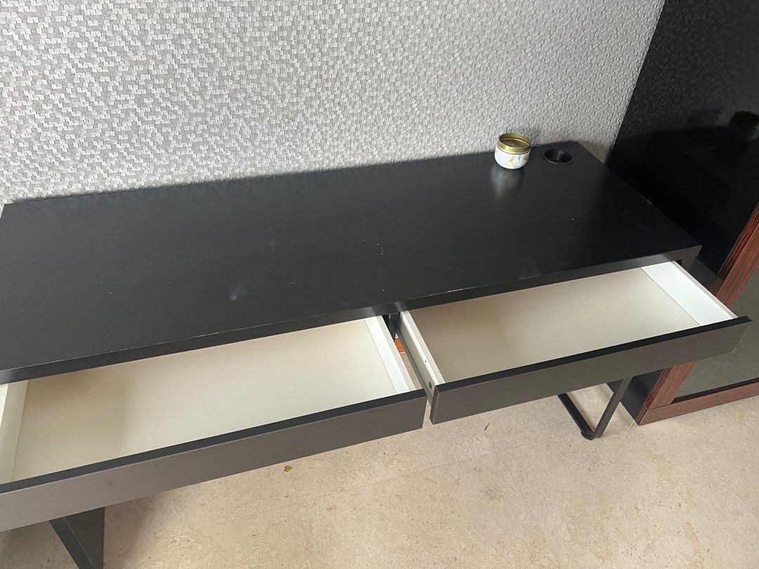 Long Study Table Home Office Desk with 2 Drawers, Furniture & Home ...