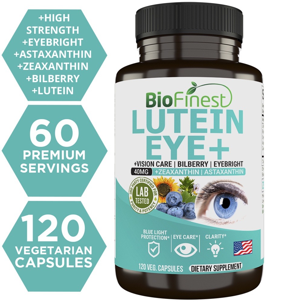 Lutein Eye+ Vitamin - Zeaxanthin Eyebright Bilberry Supplement - Retina ...