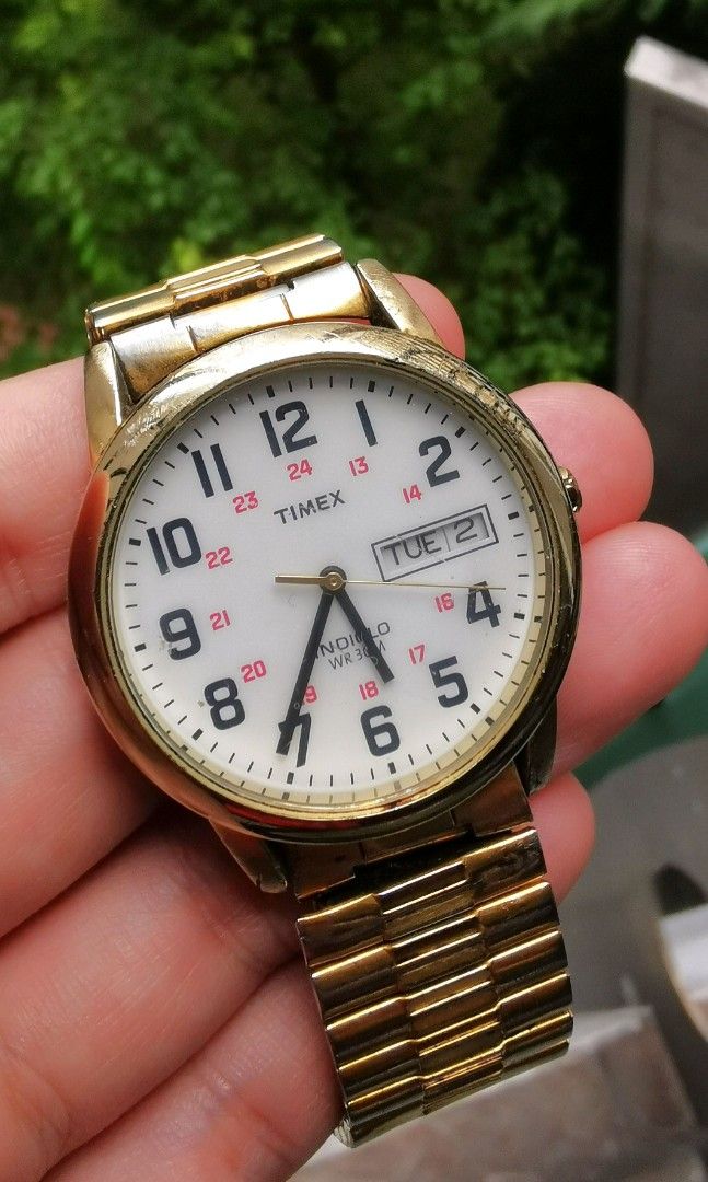 Men Timex Easy Reader 35mm Gold Tone extra long bracelet watch, Men's ...