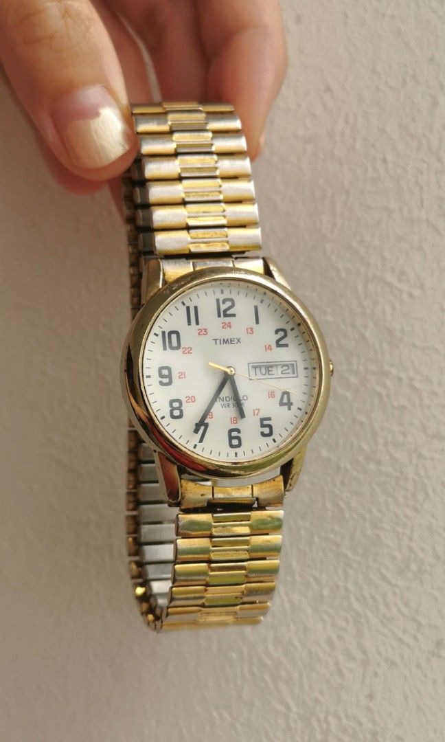 Men Timex Easy Reader 35mm Gold Tone extra long bracelet watch, Men's ...