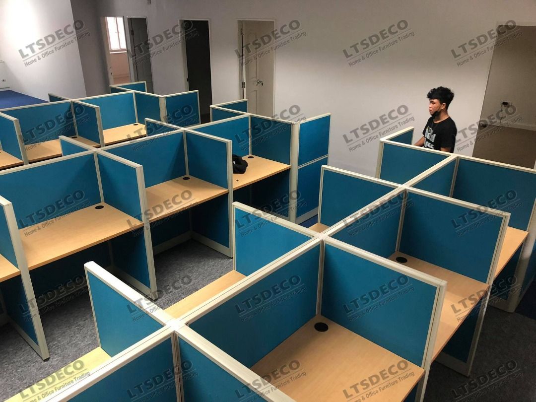 MODULAR TABLE OFFICE PARTITION - FURNITURE FULL FABRIC CUBICLES TABLES ...