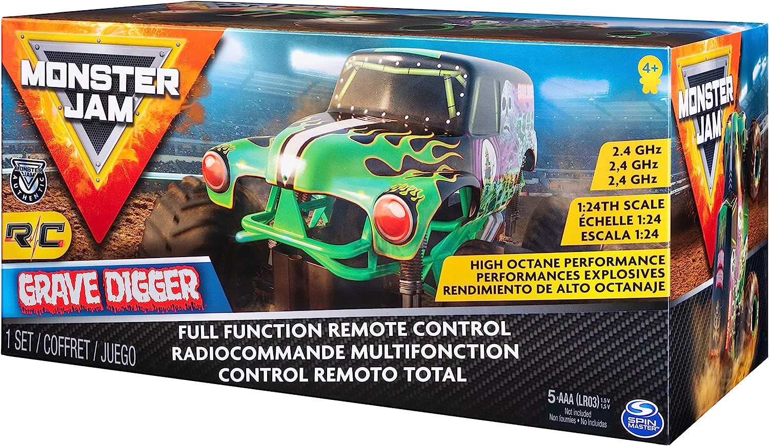 Monster Jam, Official Grave Digger Remote Control Monster Truck Toy, 1: ...