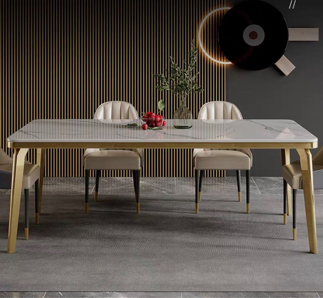 MYNE Modern Sintered Stone Dining Table, Furniture & Home Living ...