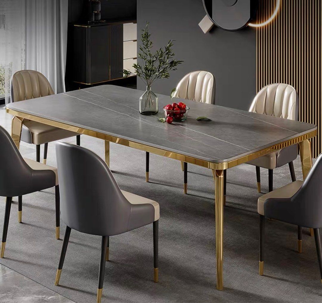 MYNE Modern Sintered Stone Dining Table, Furniture & Home Living ...