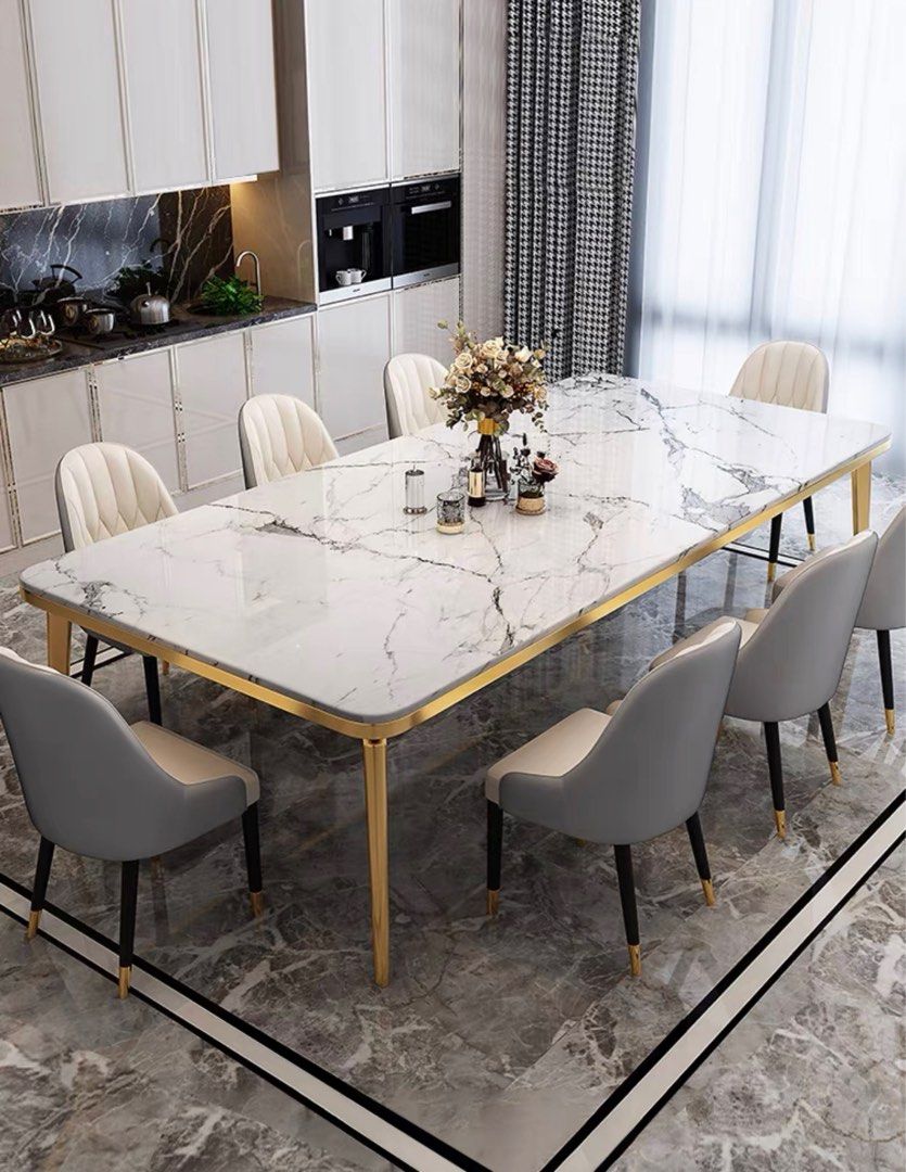 MYNE Modern Sintered Stone Dining Table, Furniture & Home Living ...