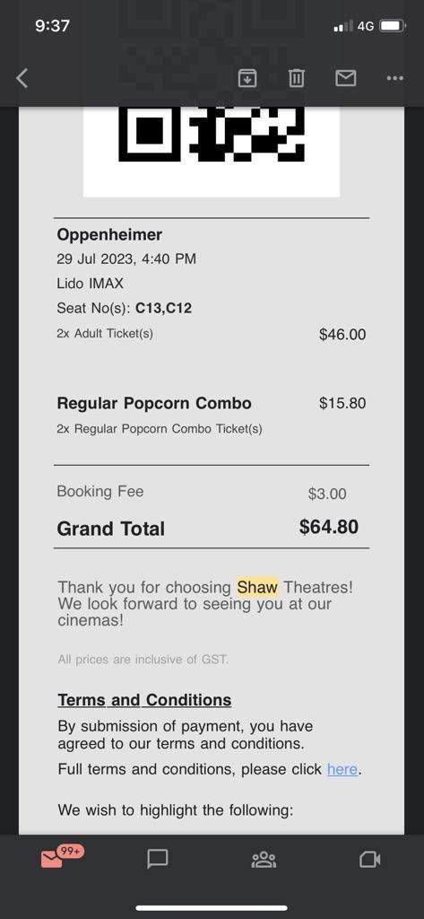 Oppenhiemer Imax ticket for 2, Tickets & Vouchers, Event Tickets on ...