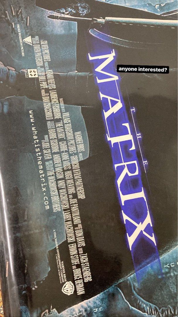Original Movie Poster The Matrix 1999, Hobbies & Toys, Stationery ...