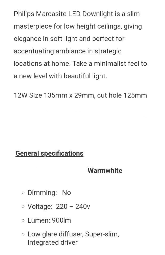 Philips Marcasite LED Downlight 12w, Furniture & Home Living, Lighting ...
