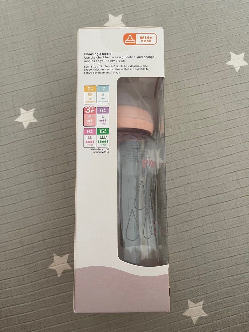 Pigeon Soft Touch Bottle - Pink - 300ML with 3+ months teat, Babies ...