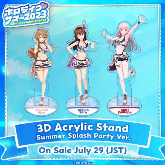 [PO till 24 Aug 2023] Hololive Summer Swimsuit Acrylic Stand Sora Suisei Miko Gura Ina Gura IRyS ...