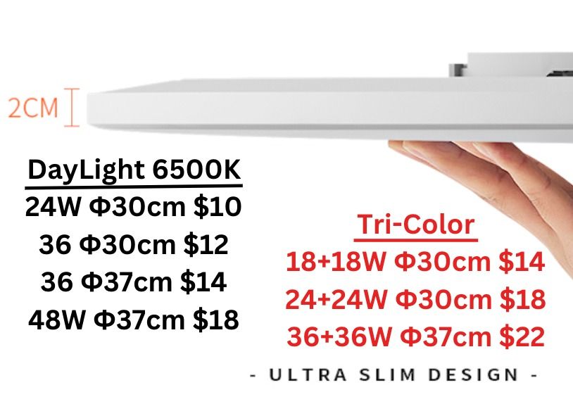 Quick Snap-In Ultra Slim Super Bright LED Ceiling Light | 24/36/48W ...