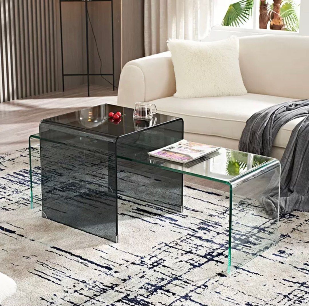 RASEMA Glass Coffee Table Set, Furniture & Home Living, Furniture ...