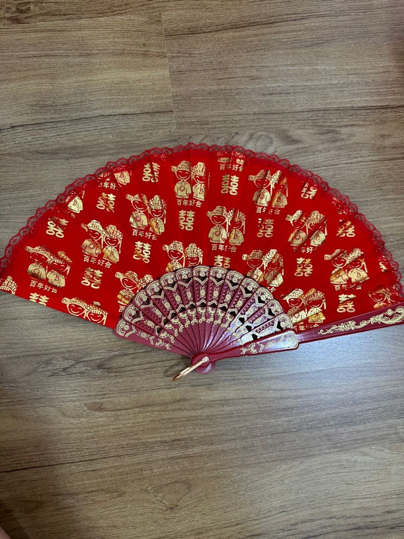 Red Hand Fan for Chinese Traditional Wedding, Hobbies & Toys ...