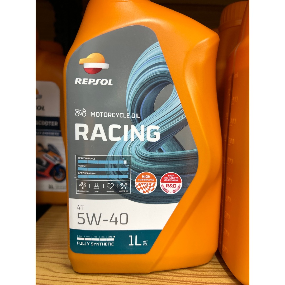 Repsol Moto Racing 4T 1L 5W40 全合成機油/偈油/潤滑油 (平行進口), 電單車買賣 - Carousell