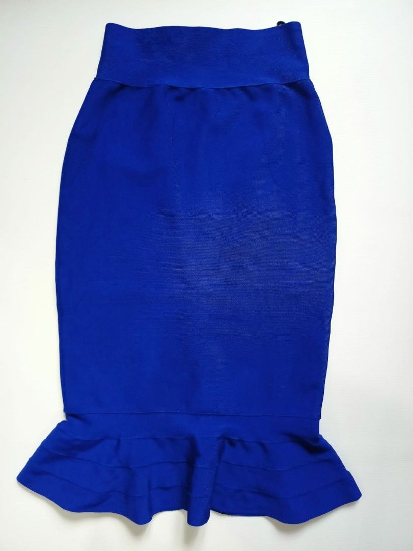 Rok Biru Electric, Fesyen Wanita, Pakaian Wanita, Gaun & Rok di Carousell