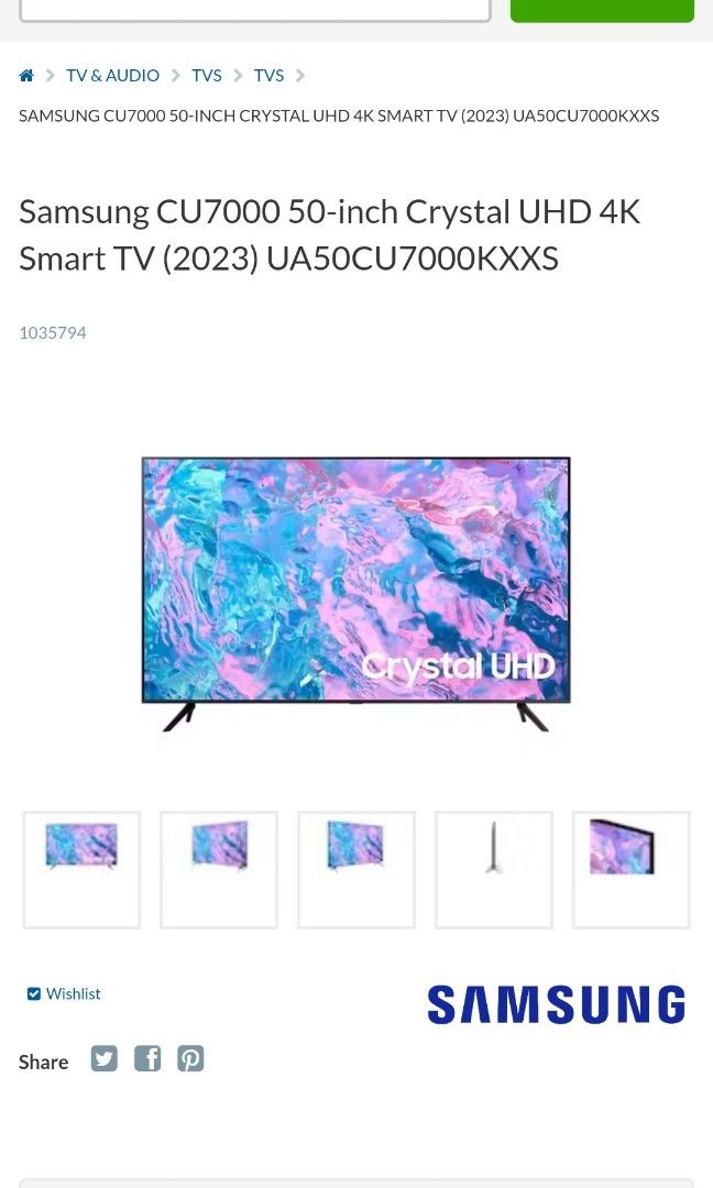 Samsung CU7000 50inch UHD Smart TV, TV & Home Appliances, TV ...